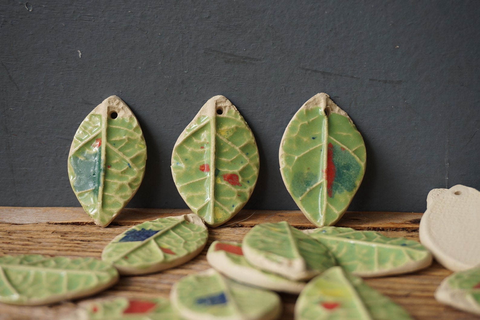 5 Ceramic LEAF Tiles / Mosaic Tile Set / Ornament / Wall Art | Etsy