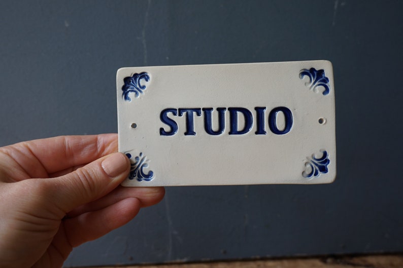 STUDIO Sign / Ceramic Door Sign - Etsy