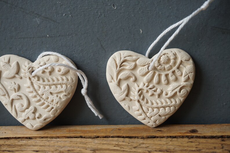 3 Ceramic Heart Favors Christmas Ornaments Anniversary Gift - Etsy