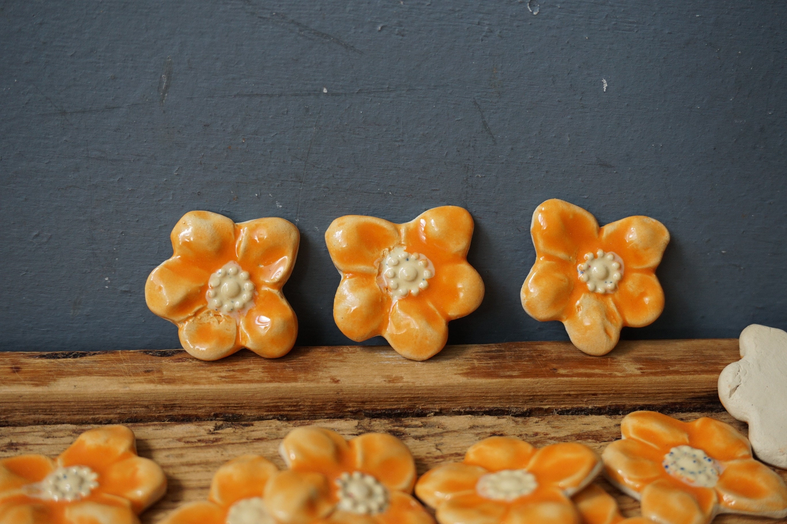 5 Ceramic FLOWER TILES / Mosaic Tile set / Ornament / Wall art | Etsy