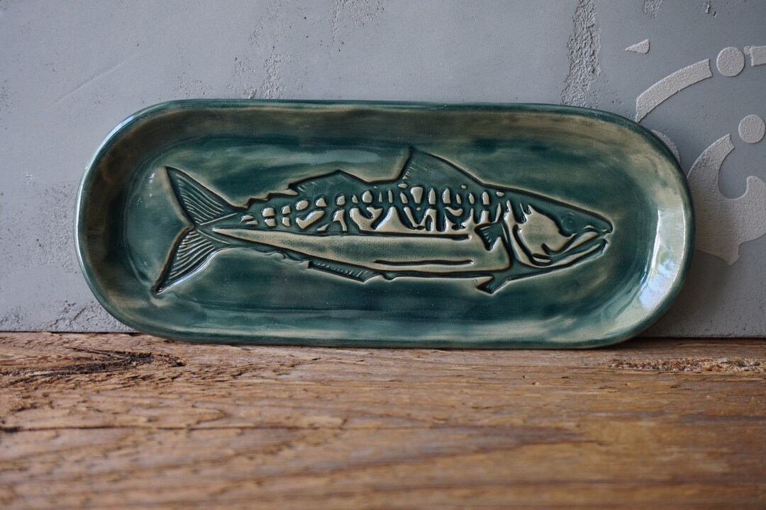 Oval Ceramic Salmon FISH Dish / Jewelry Dish / Ceramic Serving Plate ...