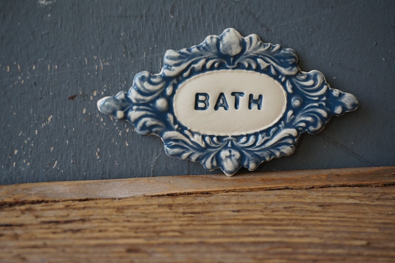 Vintage Style Ceramic Bathroom Sign: Glazed Tile Door Plaque - Etsy