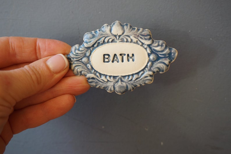 Vintage Style Ceramic BATH Sign: Grey Glazed Door Plaque - Etsy