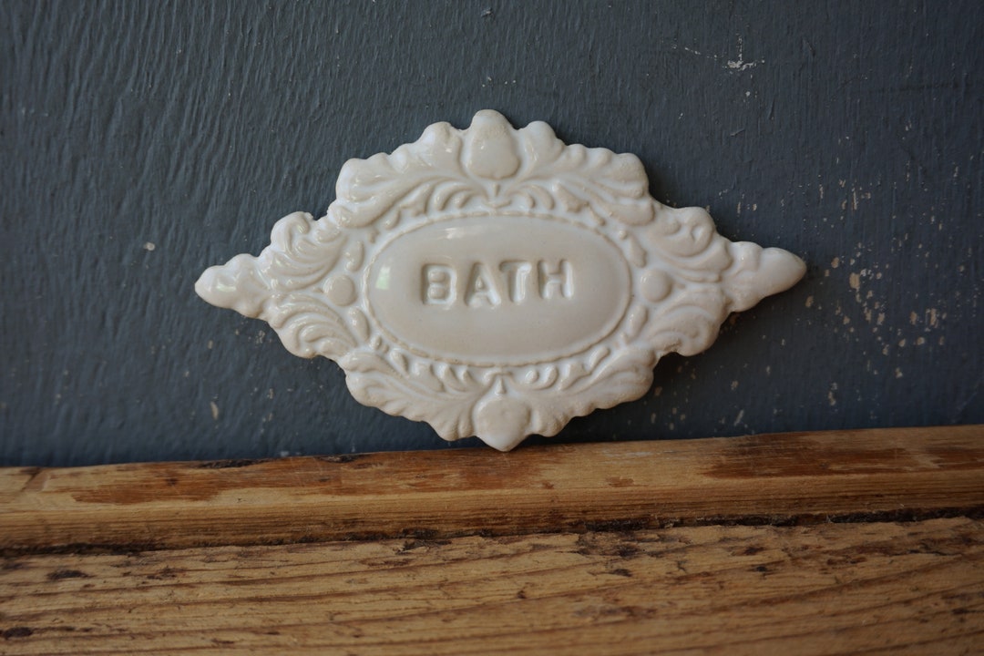 Vintage Style Ceramic Bathroom Sign: Glazed Tile Door Plaque - Etsy