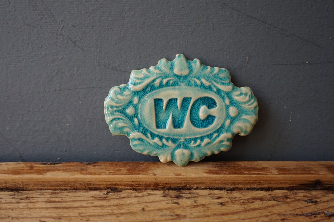 WC Sign / Vintage Home Decor / Ceramic Door Sign / Blue - Etsy