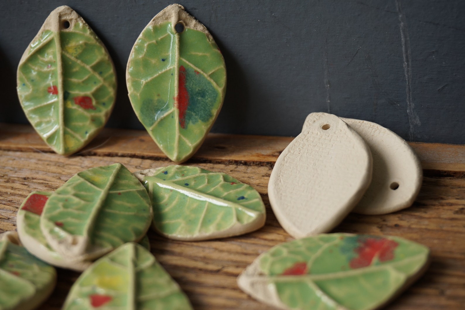 5 Ceramic LEAF Tiles / Mosaic Tile Set / Ornament / Wall Art - Etsy