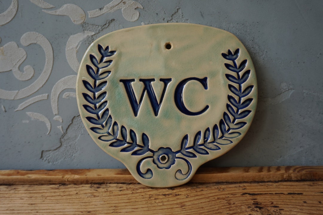 WC Sign / Scandinavian Home Decor / WC Tile / Bathroom Sign / Vintage ...
