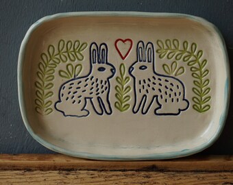 Ceramic Bunny Plate | Etsy