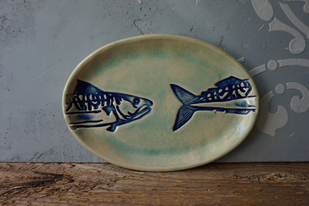 Oval Ceramic Salmon FISH Dish / Jewelry Dish / Ceramic Serving Plate ...