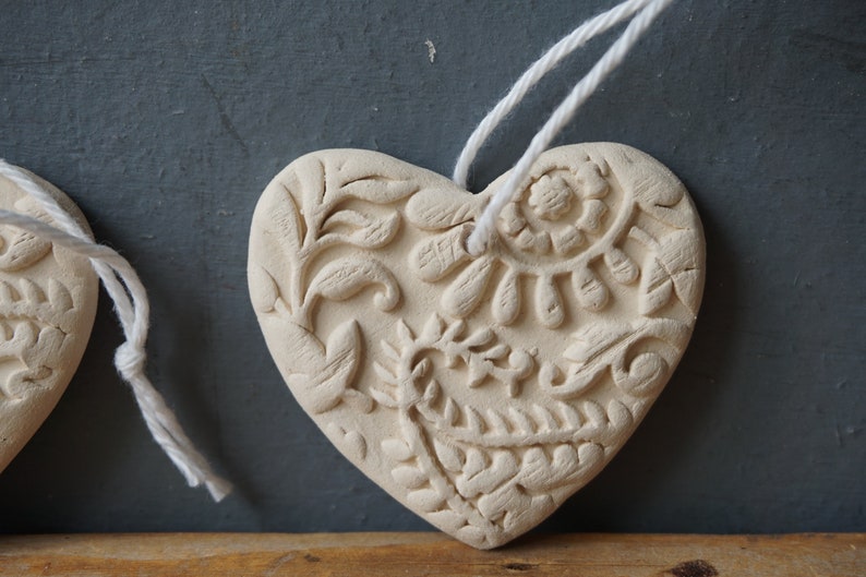3 Ceramic Heart Favors Christmas Ornaments Anniversary Gift - Etsy