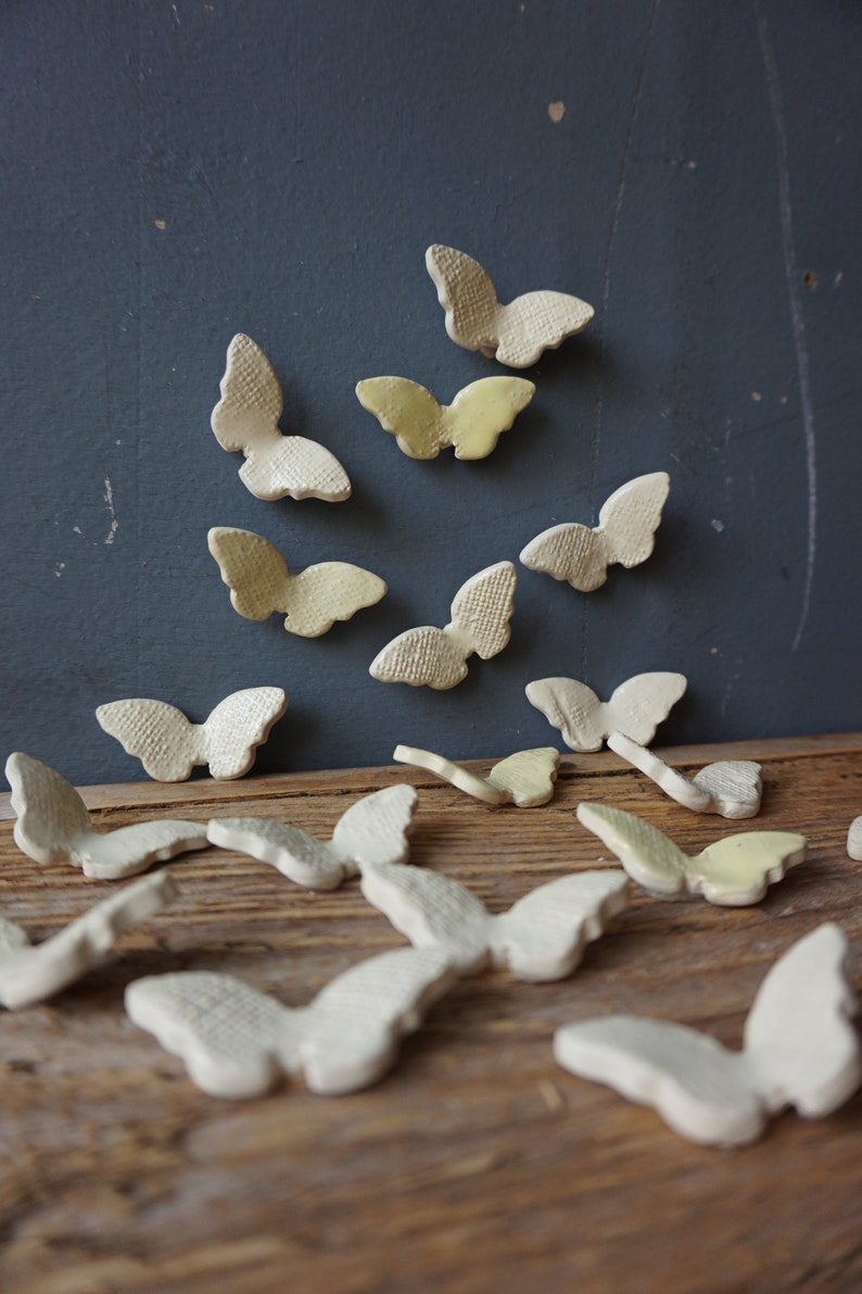 Wall Art Ceramic BUTTERFLIES / White Nursery Decor / Bedroom - Etsy