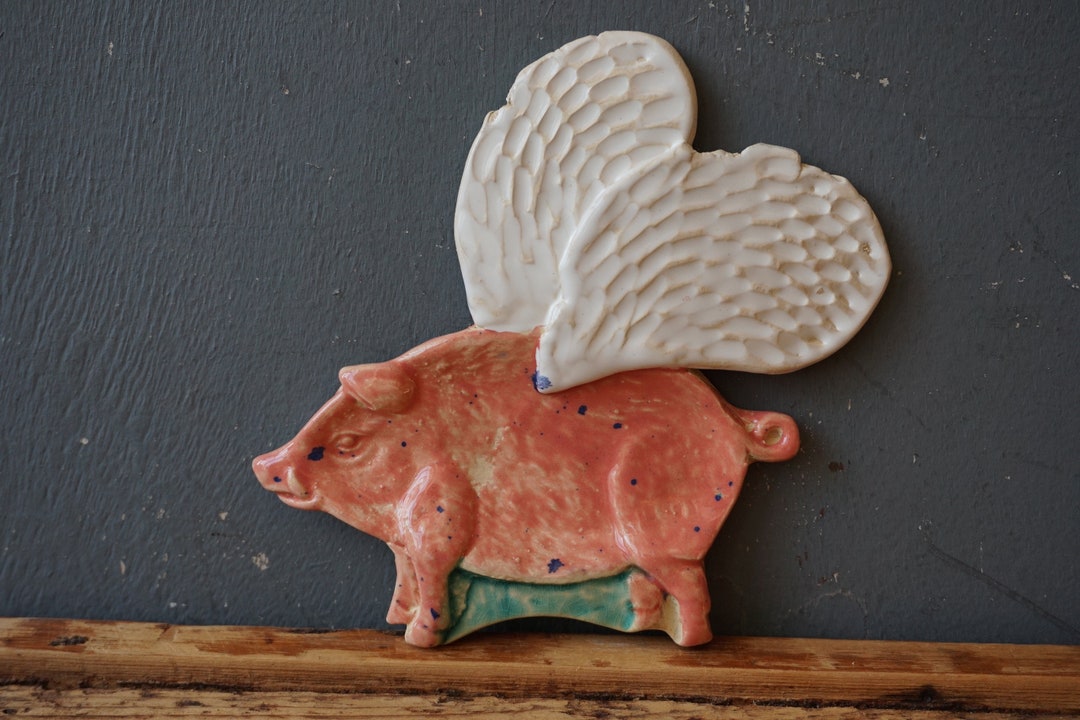Flying Piglet Angel / Ceramic Sign Pigs Can Fly / Pig With - Etsy