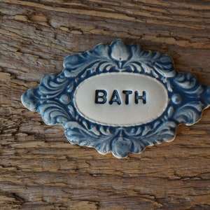 Vintage Style Ceramic BATH Sign: Grey Glazed Door Plaque - Etsy