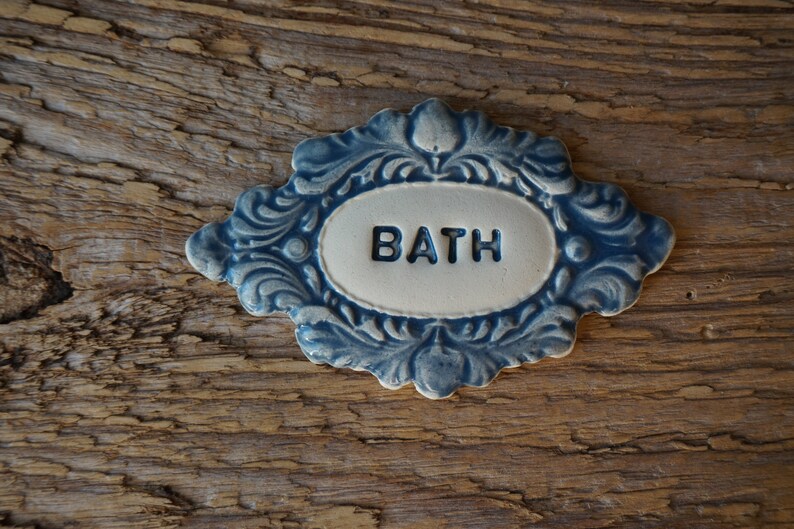 Vintage Style Ceramic BATH Sign: Grey Glazed Door Plaque - Etsy