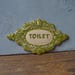 Vintage Style Ceramic TOILET Sign: White & Green Glazed Door Plaque - Etsy