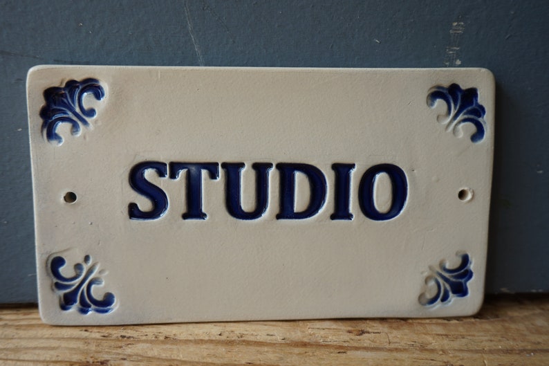 STUDIO Sign / Ceramic Door Sign - Etsy