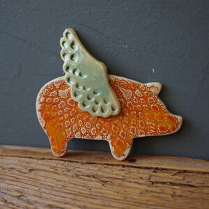 Ceramic Flying Pig Magnet / Guardian - Etsy
