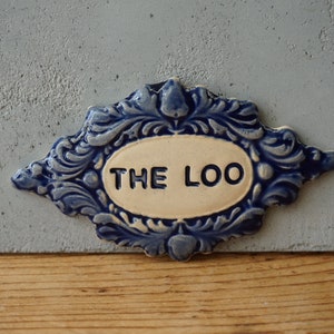 Ceramic "the Loo" Sign: Cobalt Blue Glazed Tile Door Plaque - Etsy