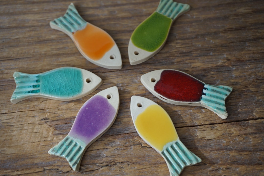 Ceramic Fish Tiles: Colorful Mosaic Embellishments - Set of 6 - Etsy