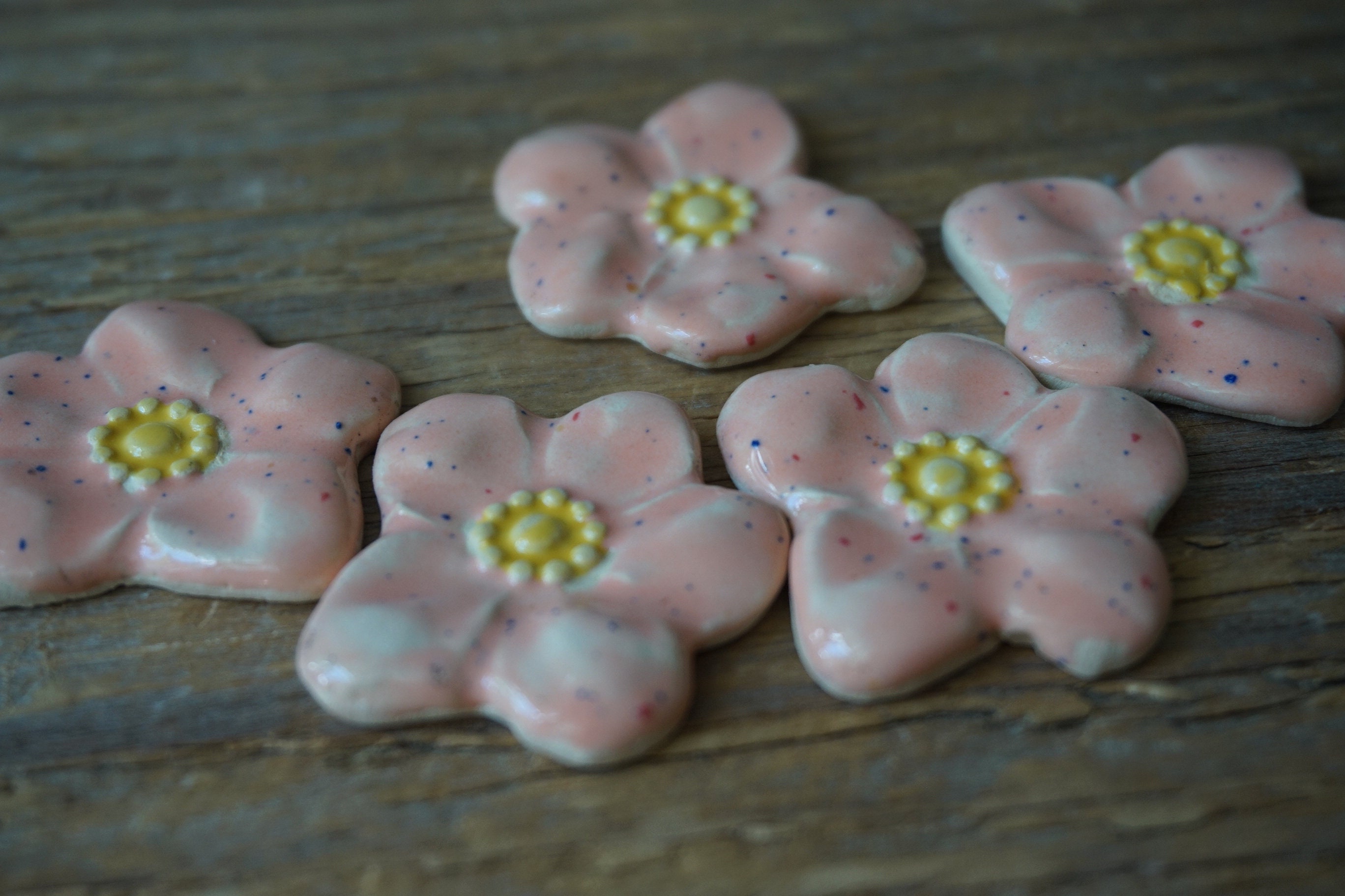 5 Ceramic FLOWER TILES / Mosaic Tile Set / Ornament / Wall Art - Etsy