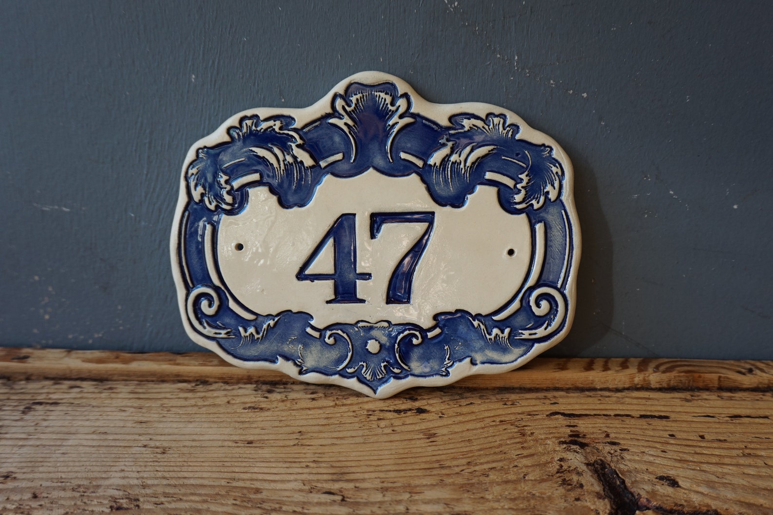 Custom House Number / Ceramic Door Sign / Vintage Door Plaque | Etsy