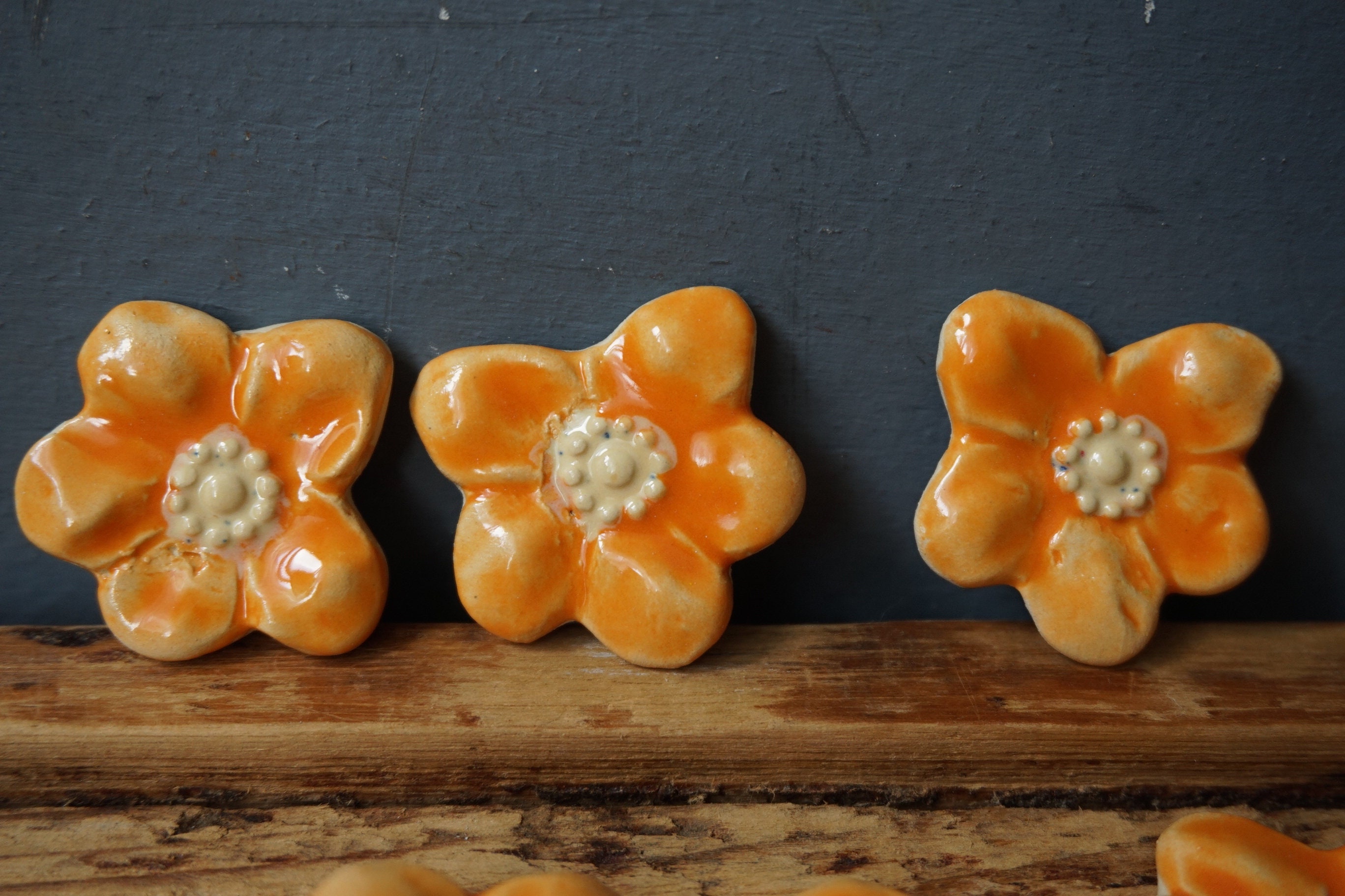 5 Ceramic FLOWER TILES / Mosaic Tile set / Ornament / Wall art | Etsy