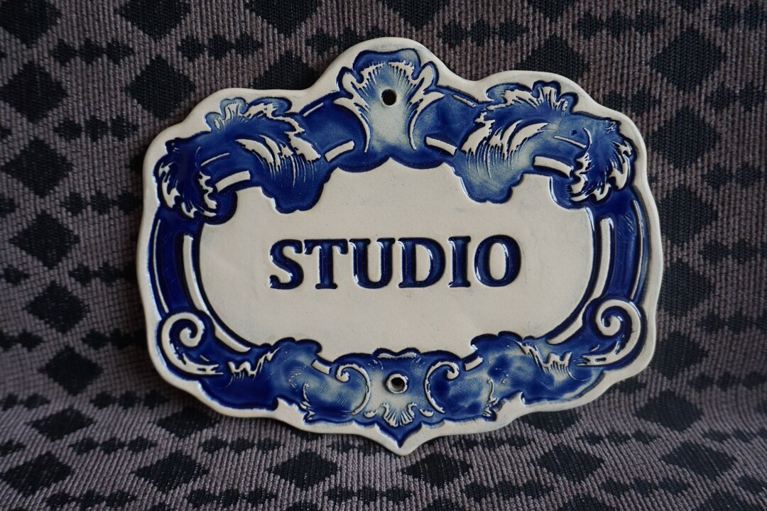 STUDIO Ceramic Door Sign / Vintage WALL Plaque - Etsy