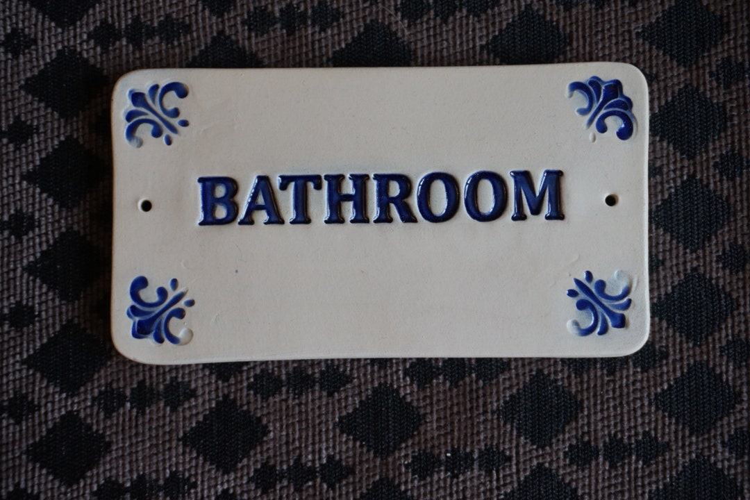 Ceramic Bathroom Sign: Blue Glaze WC Door Plaque - Etsy