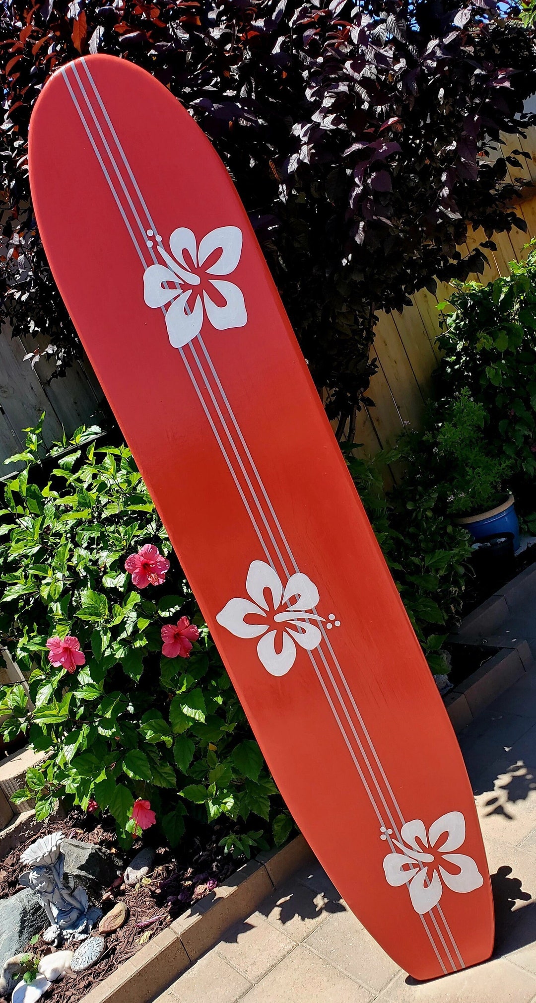 SURFBOARD Wall Art Beach House Decoration Hibiscus Decor Surf Beach ...