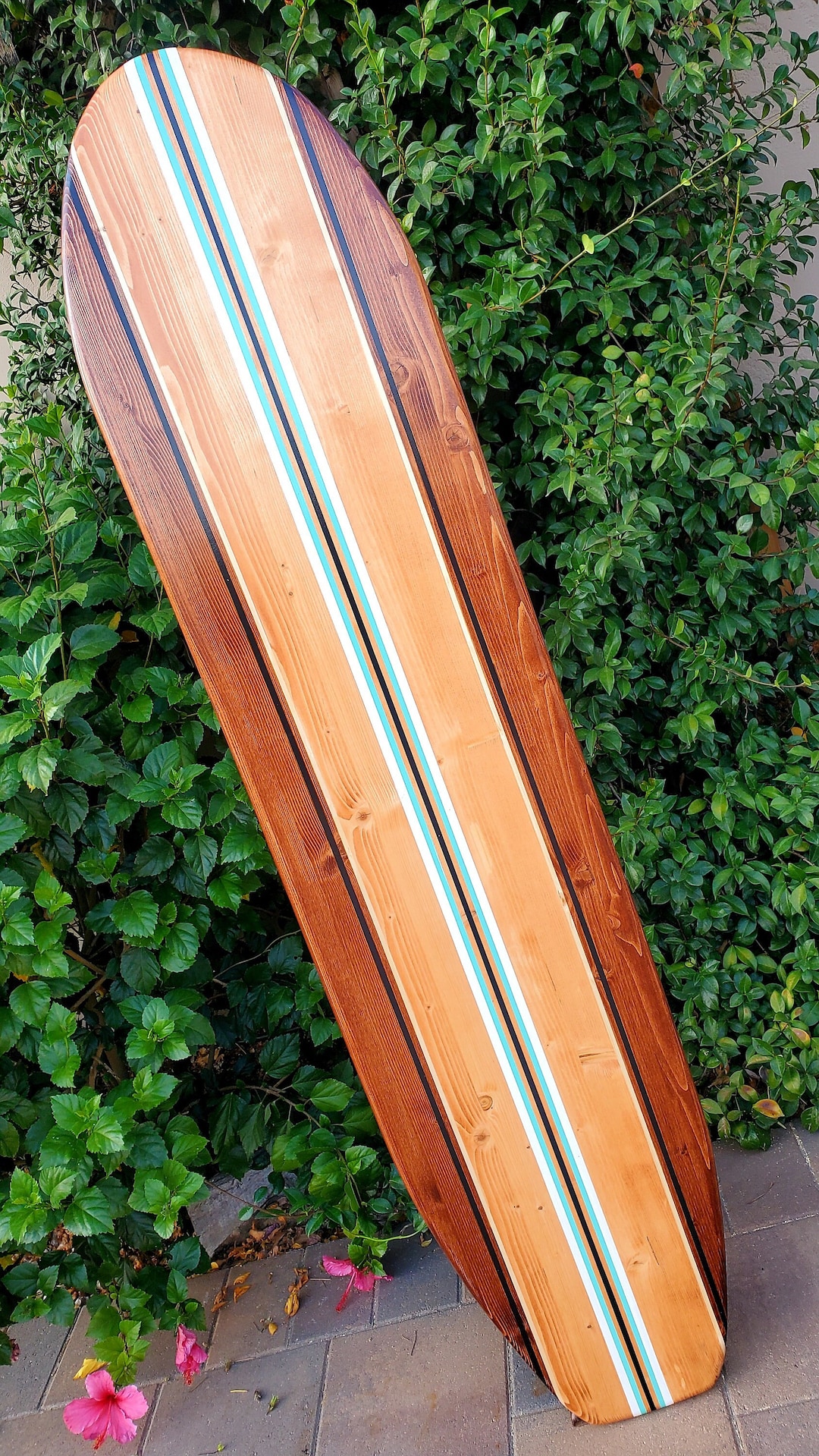 Striped Surfboard Wall Art Decor Decoration Vintage Surf Beach Wooden ...