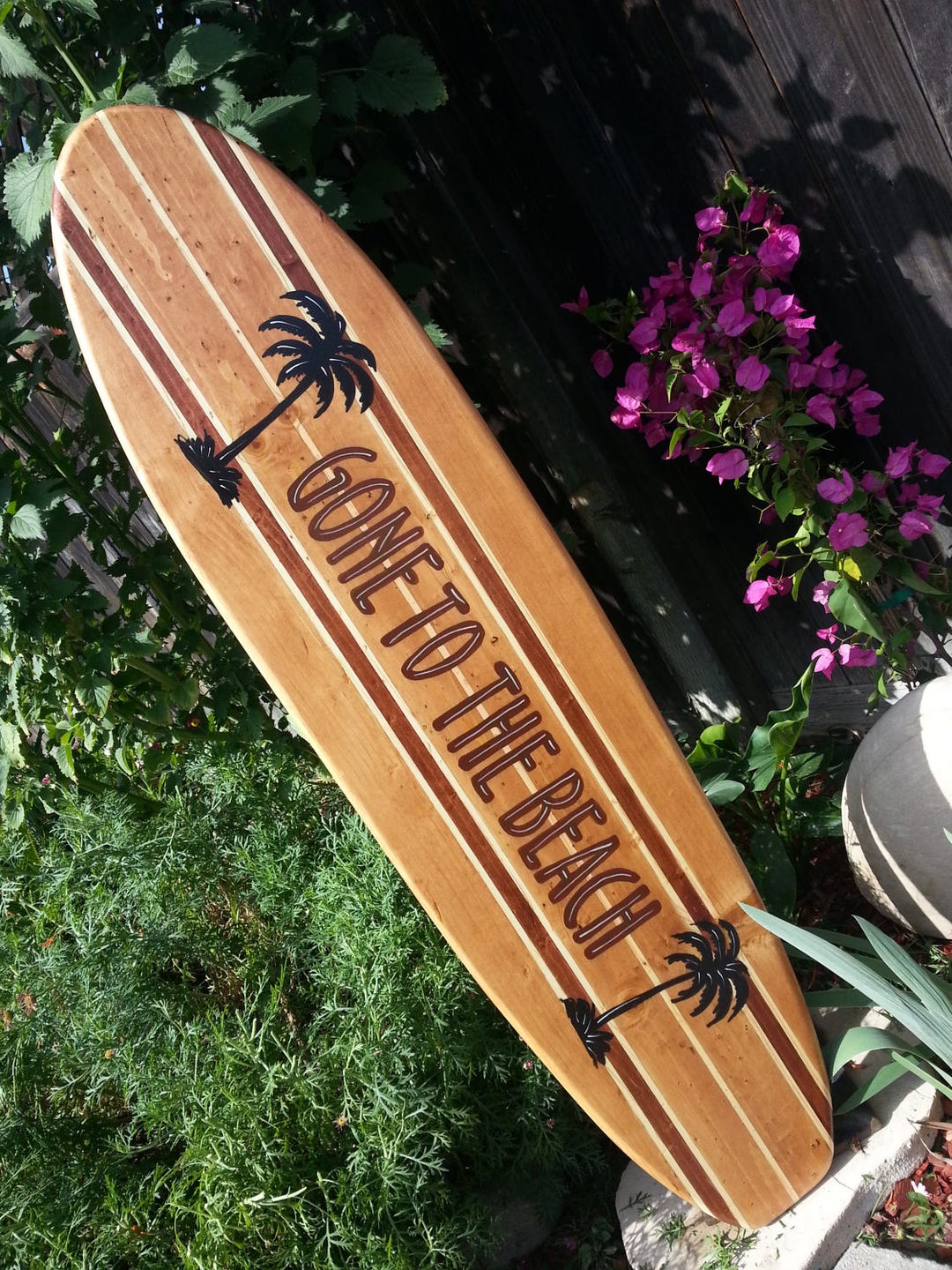 SURFBOARD WALL ART 4-39 Hawaiian Surf Beach Palm Tree Decor Longboard ...