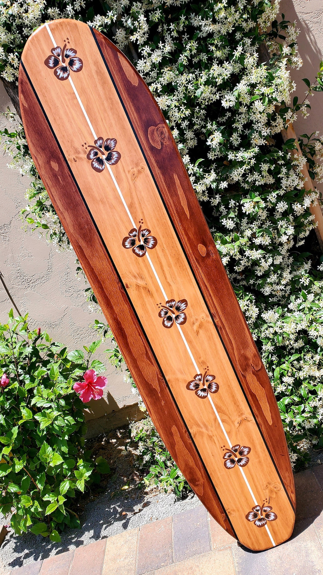 Surfboard Wall Art | Beach House Decoration | Hibiscus Decor Surf ...