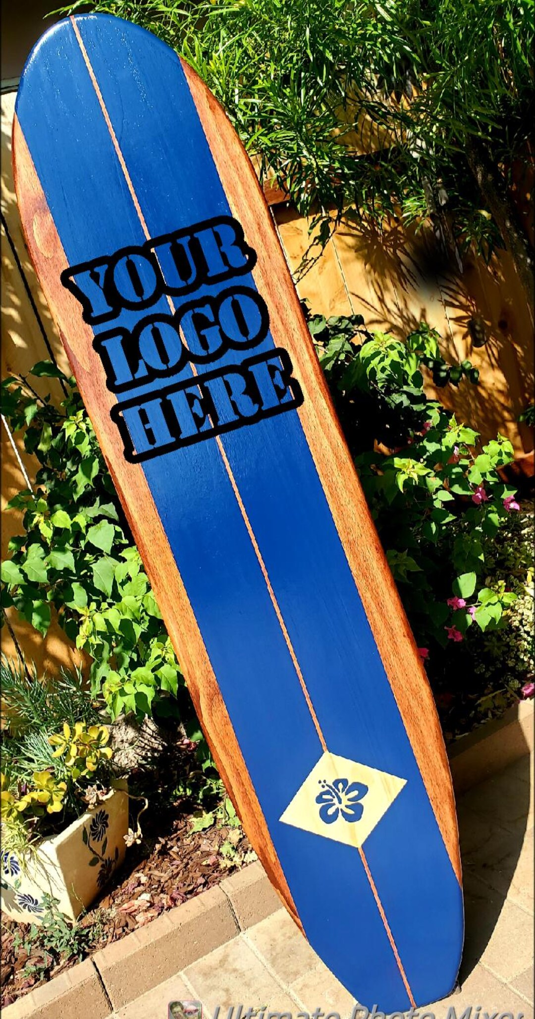 Custom Logo Surfboard, Hawaiian Beach Decor, Tropical Wood Sign - Etsy