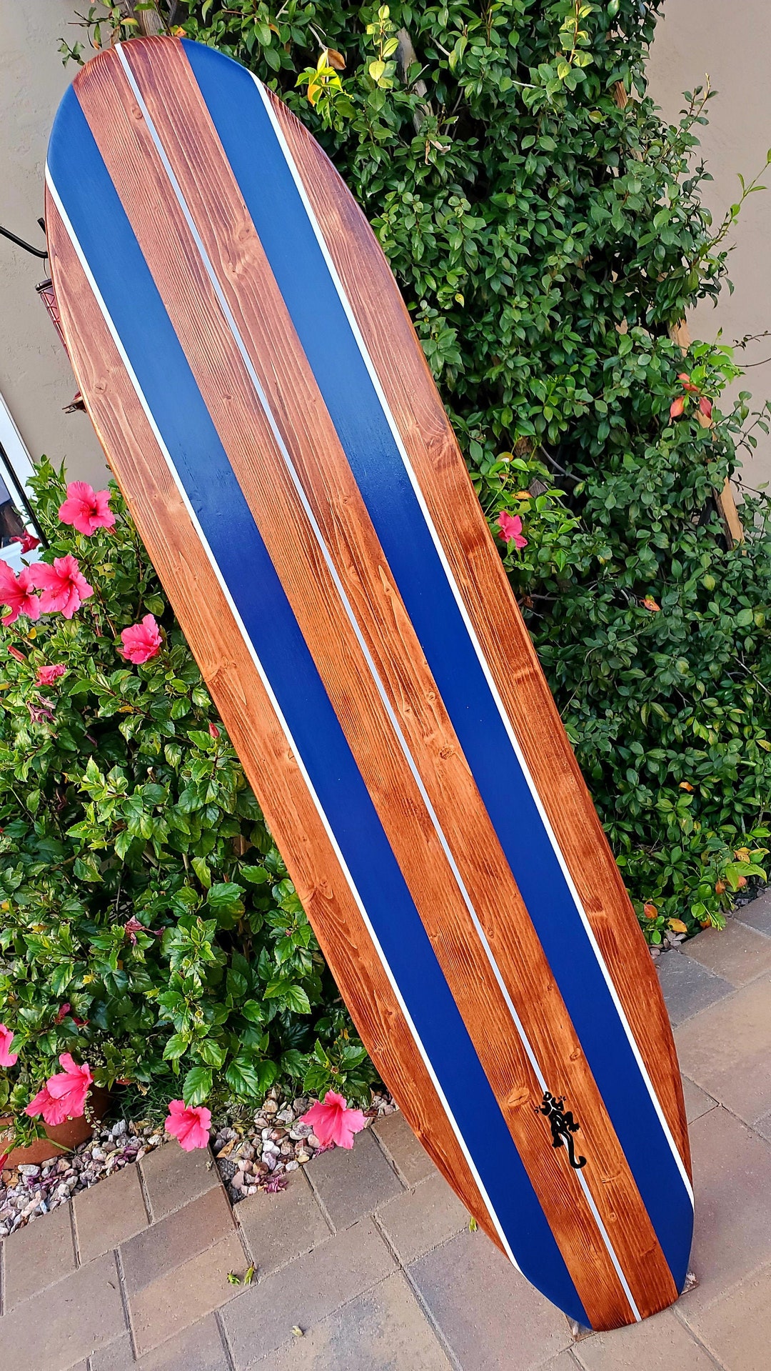 SURFBOARD Wall Art Surf Decor Hawaiian Decoration Wooden Longboard Tiki ...