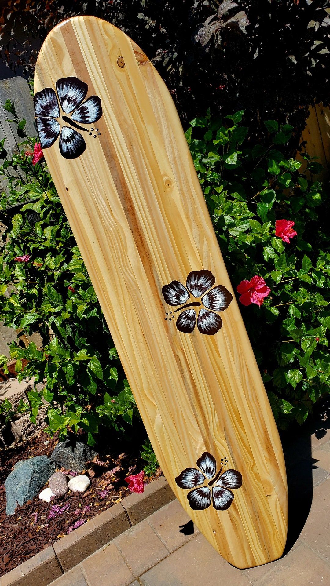SURFBOARD Wall Art Surf Board Decor Hawaiian Decoration Hibiscus Beach ...