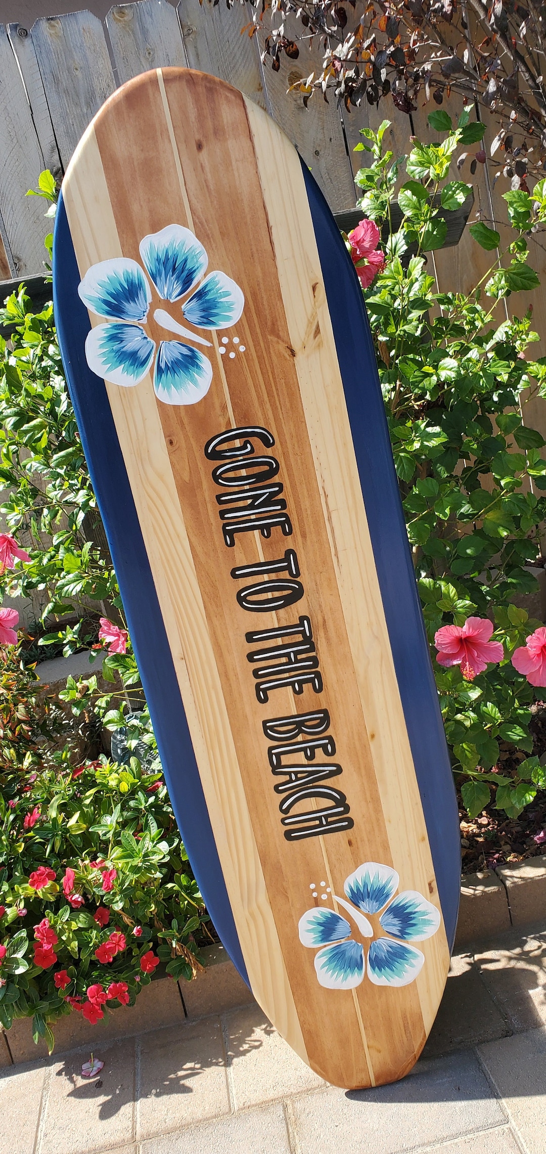 Surfboard Wall Art Beach House Decoration Hibiscus Decor Surf Beach ...
