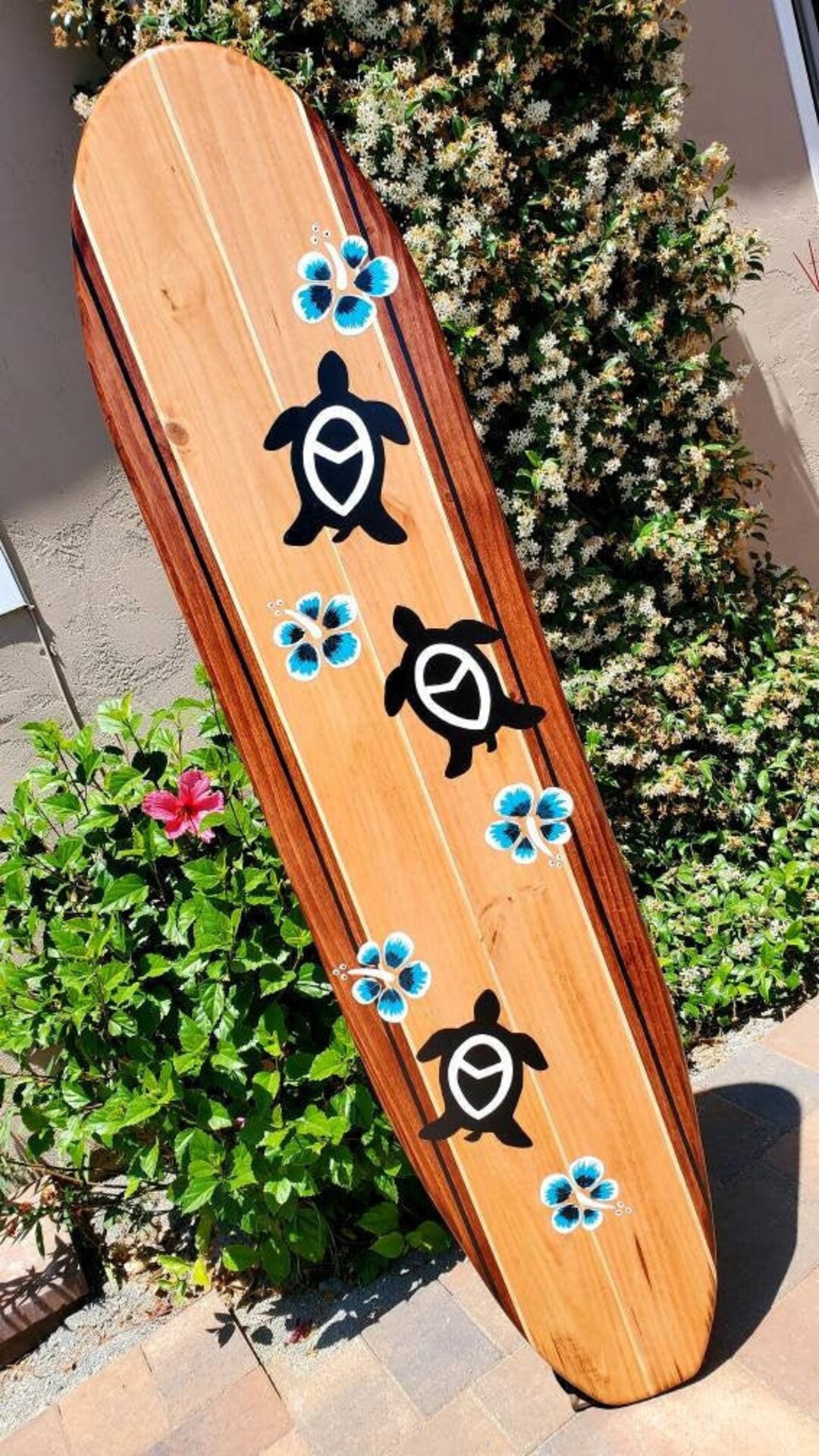 SURFBOARD Wall Art Beach House Decoration Hibiscus Honu Turtle Decor ...