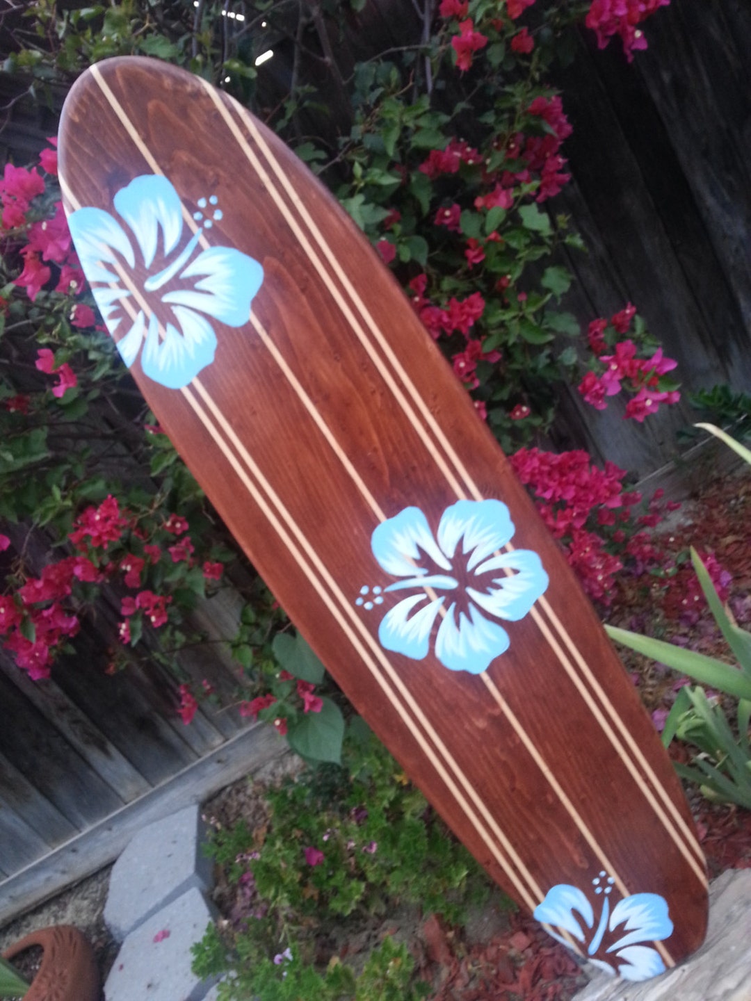 Baby Blue Hibiscus Surfboard Wall Art Decor | Hawaiian Beach Decor ...
