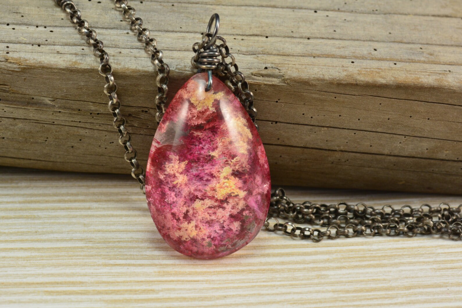 Rainbow Phantom Quartz Pendant, Teardrop Gemstone Pendant,red Pendant ...