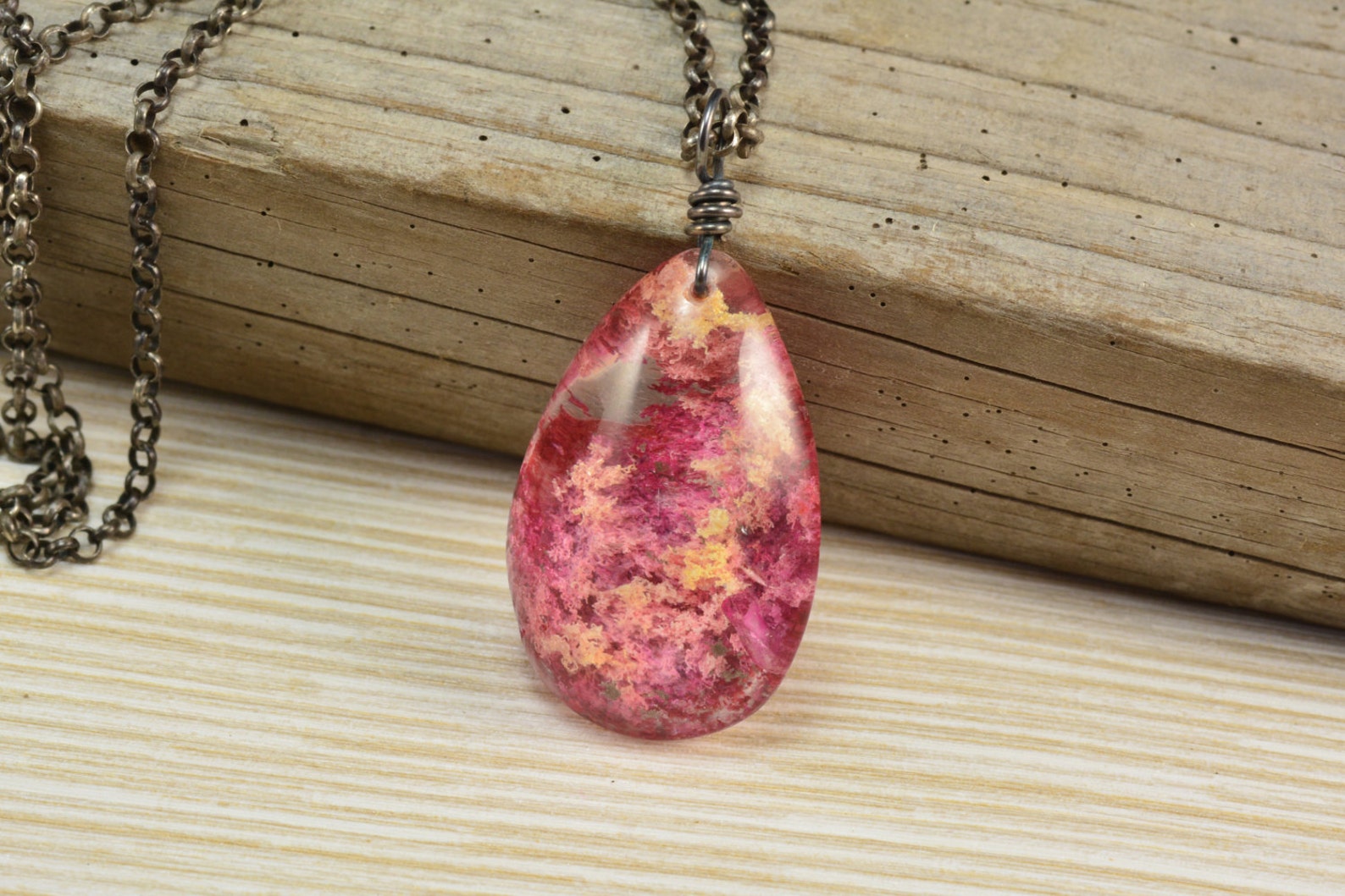 Rainbow Phantom Quartz Pendant, Teardrop Gemstone Pendant,red Pendant ...