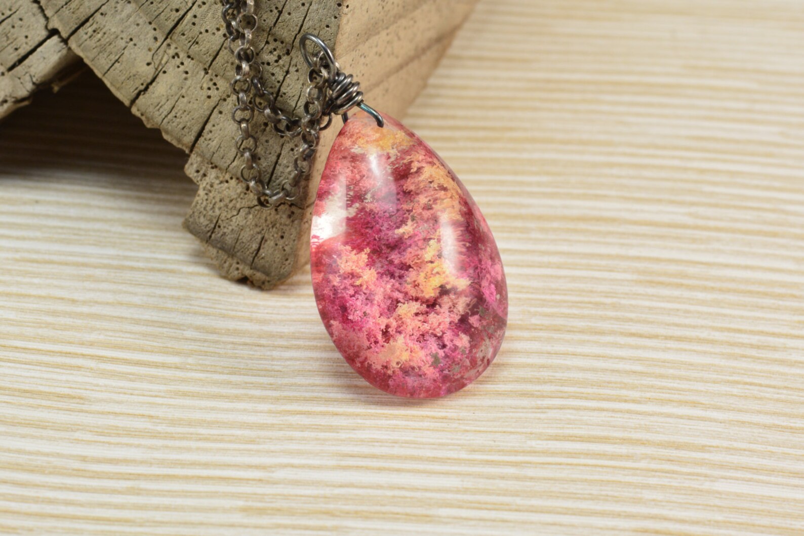 Rainbow Phantom Quartz Pendant, Teardrop Gemstone Pendant,red Pendant ...