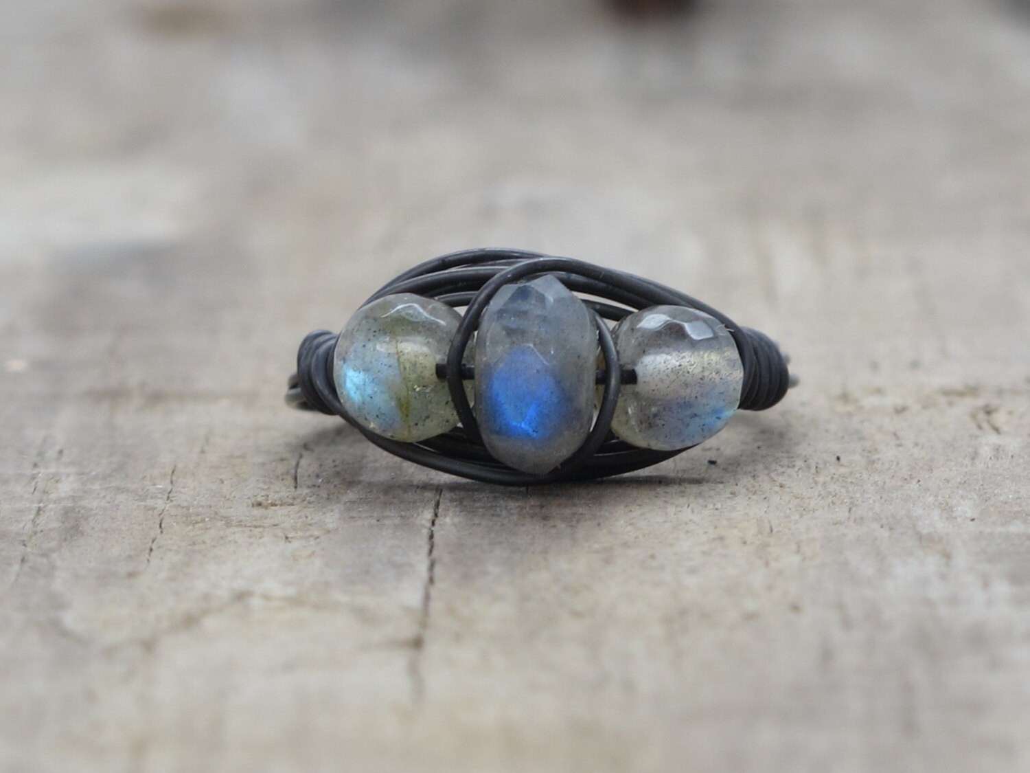 Blue labradorite ringdark sterling silverlabradorite | Etsy