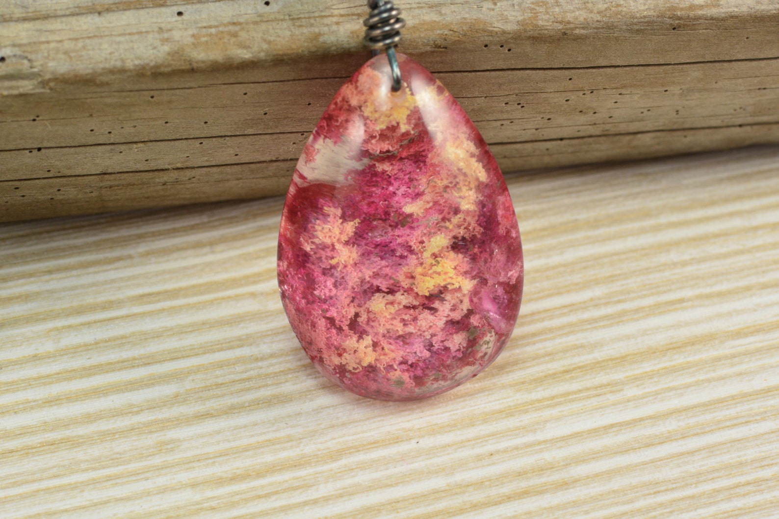 Rainbow Phantom Quartz Pendant, Teardrop Gemstone Pendant,red Pendant ...