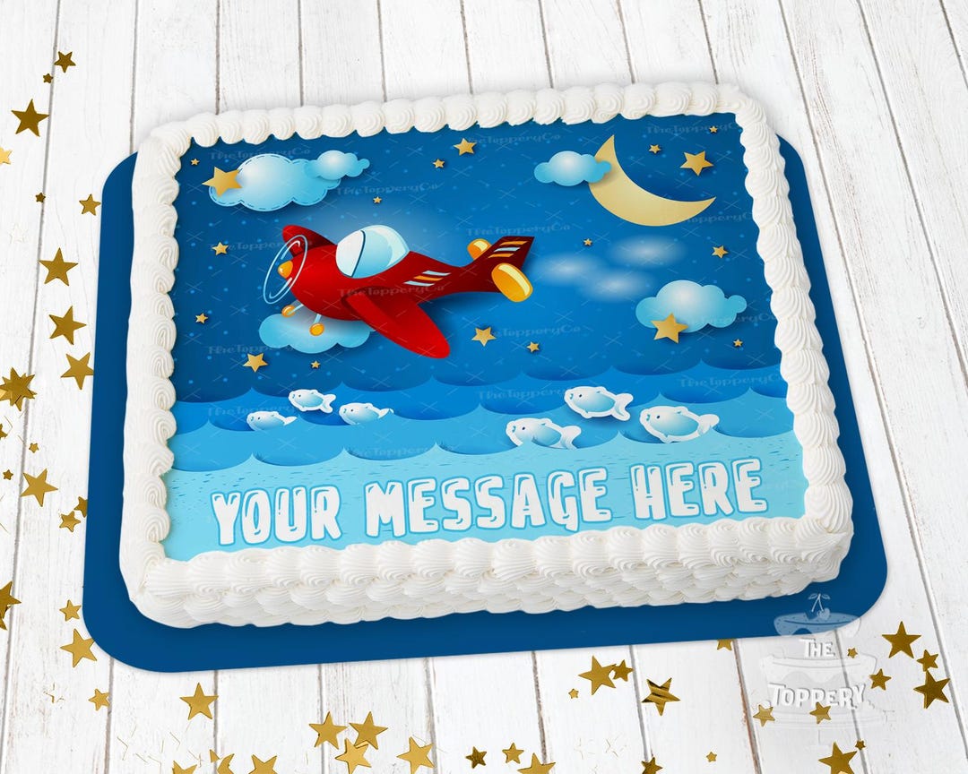 Airplane Cake Topper: Edible Icing Image, Aviator Birthday Party - Etsy