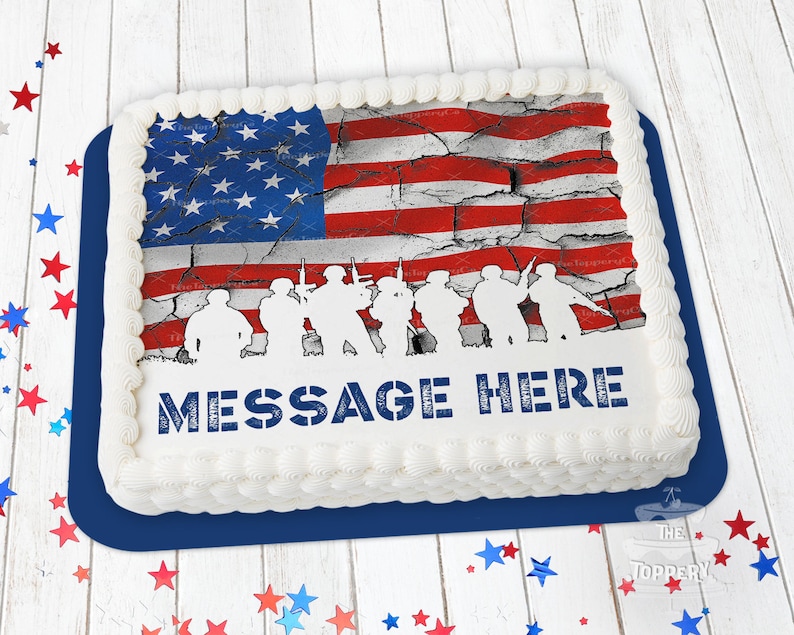 Patriotic Soldiers Cake Topper - Edible Rectangle, Icing Image Sugar ...
