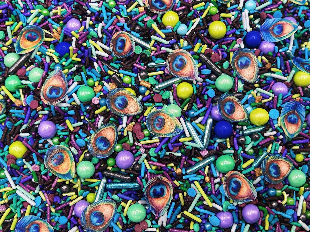 Pretty Peacock Candy Sprinkle Mix: Comes W/ Edible Wafer Images for ...