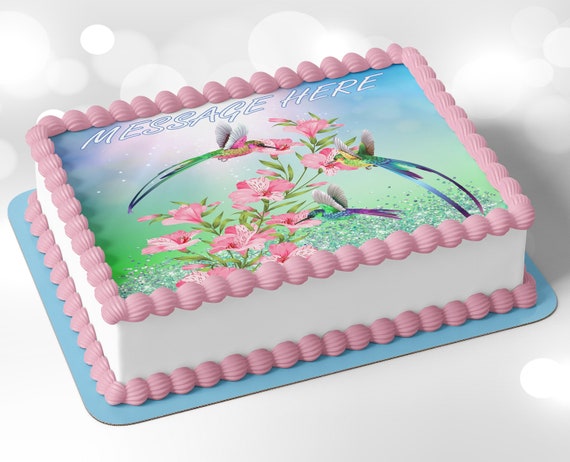 Hummingbird Cake Topper Edible Rectangle Icing Image - Etsy