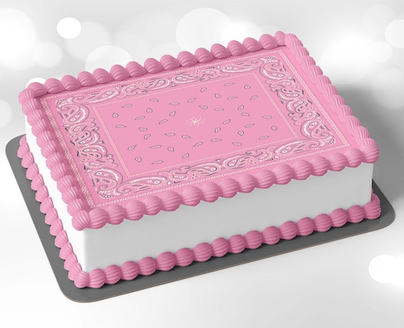 Pink Bandana Cake Topper Edible Rectangle Icing Image Sugar - Etsy