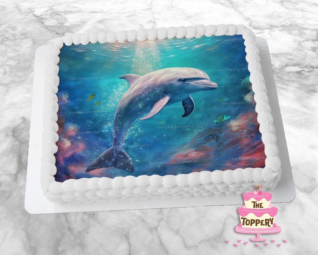 Dolphin Cake Topper Edible Rectangle, Icing Image Sugar Sheet, Porpoise ...
