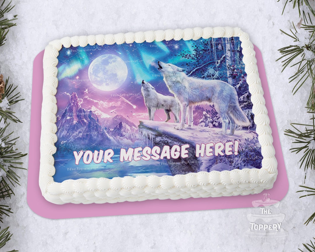 Wolves Cake Topper - Edible Rectangle Icing Image Sugar Sheet Birthday ...